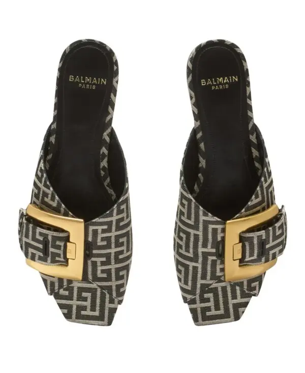 Balmain Flat Monogram Jacquard Anthem Sandals