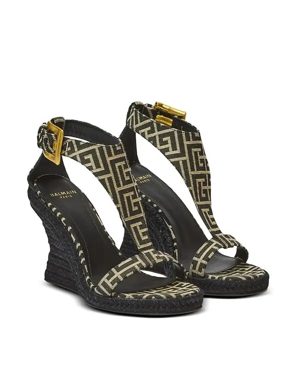Balmain Anthem Wedge Espadrilles - Black