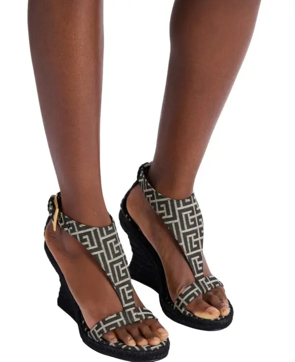 Balmain Anthem Wedge Espadrilles - Black
