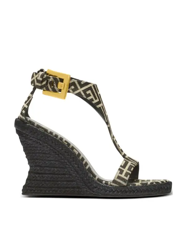 Balmain Anthem Wedge Espadrilles - Black