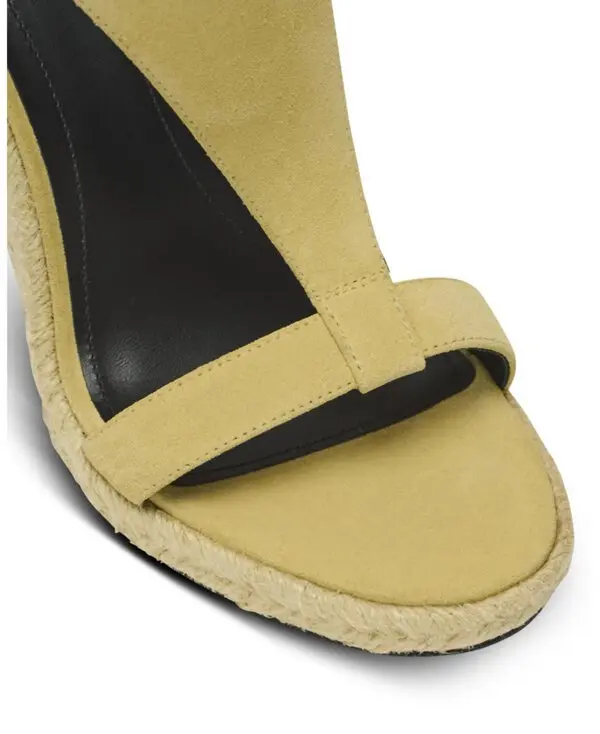 Balmain Suede Anthem Wedge Espadrilles - Beige