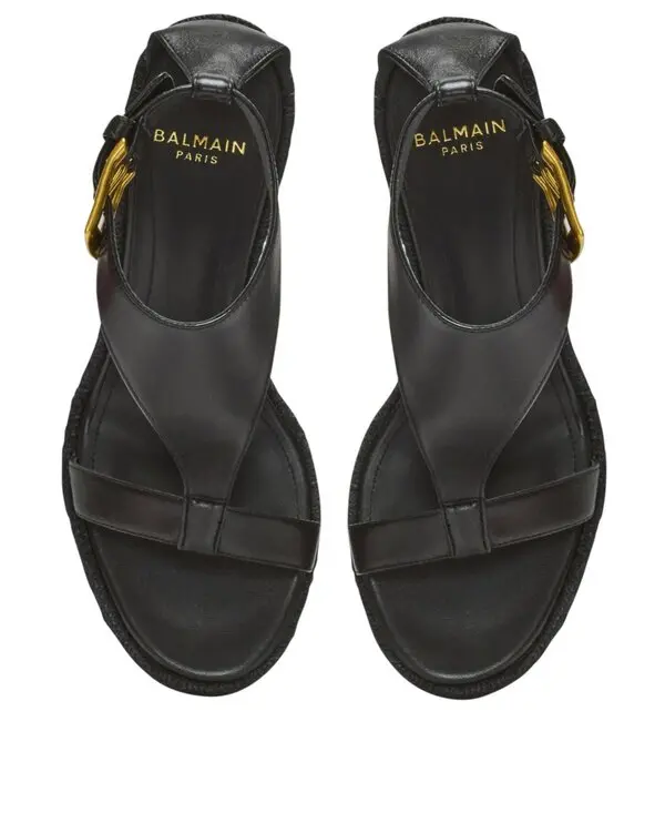 Balmain Anthem Wedge Espadrilles - Black