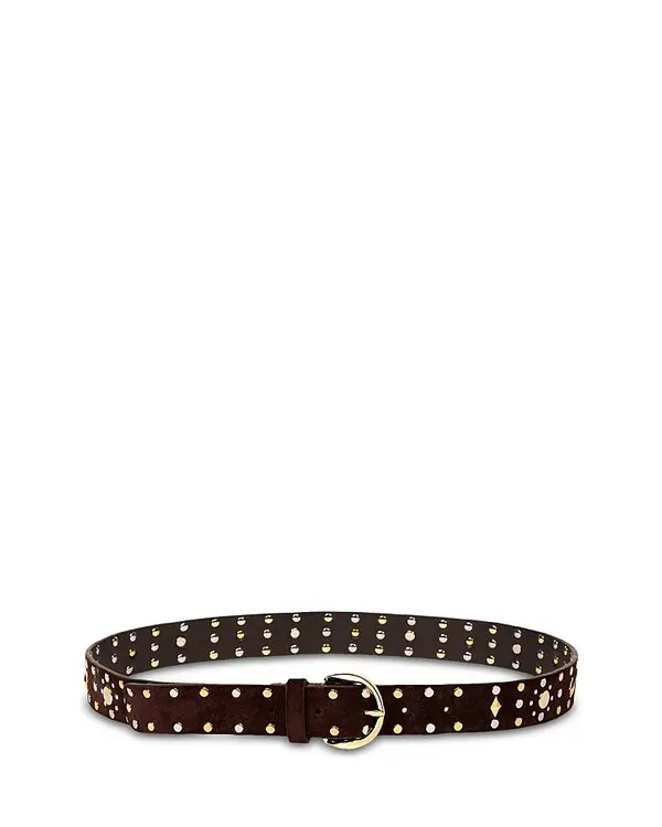 Sandro Rivet Leather Belt - Brown
