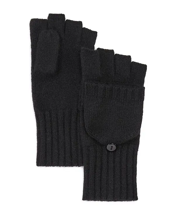 Bloomingdale'S Ribbed Knit Cashmere Pop Top Mittens - Black