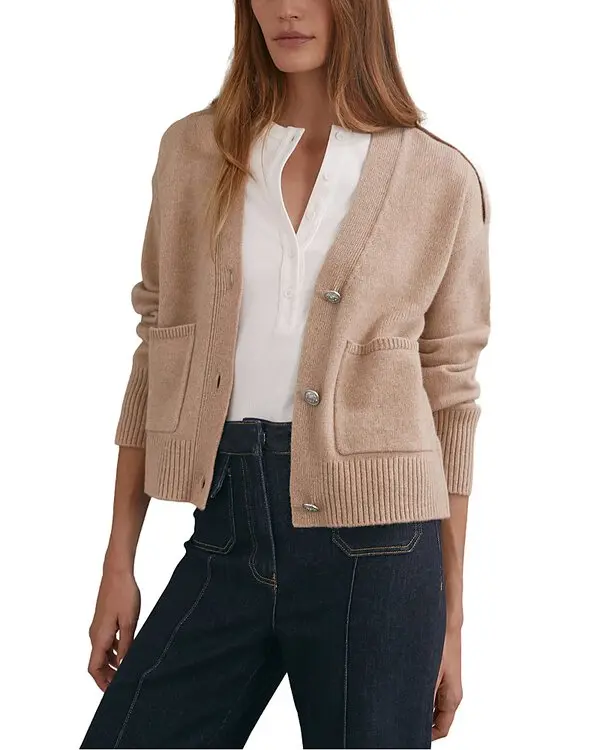 REISS Maya Cardigan Sweater - Beige Beutral