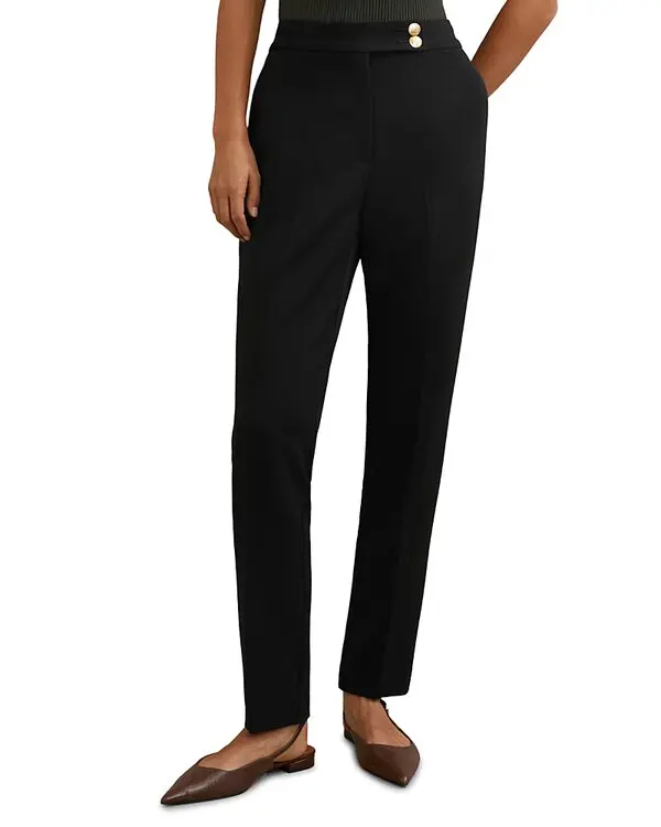 REISS Petite Gabriel Tapered Trousers - Black