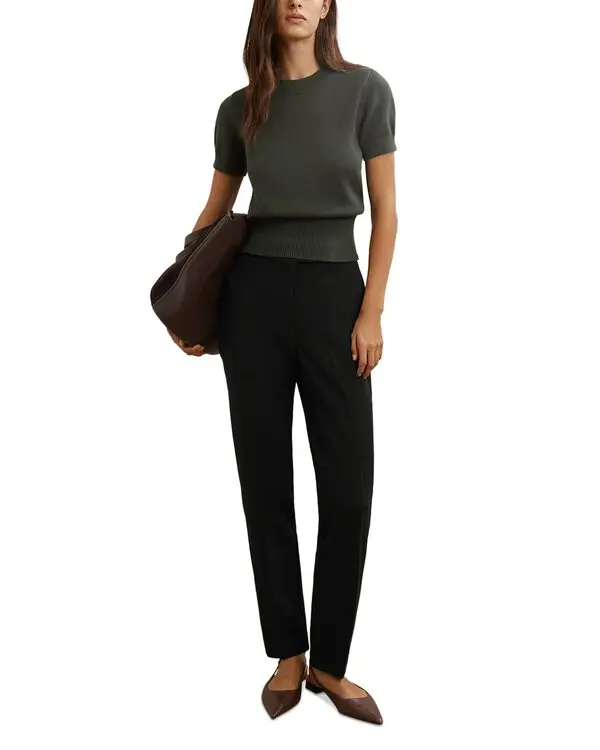REISS Petite Gabriel Tapered Trousers - Black