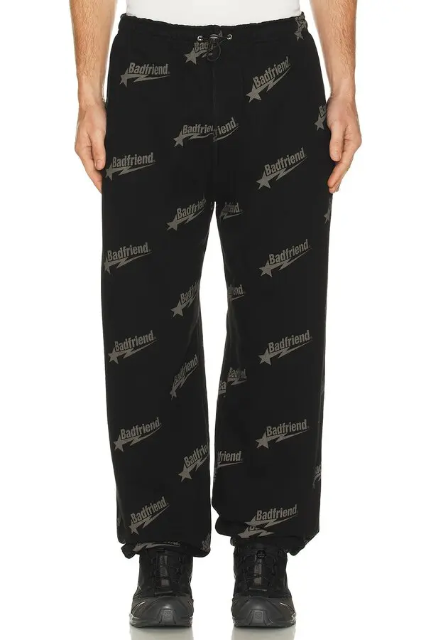 BADFRIEND Star Sweatpant In Black - Black & Charcoal