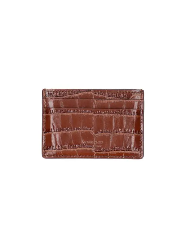 TOM FORD Printed Leather Card Holder - Brown