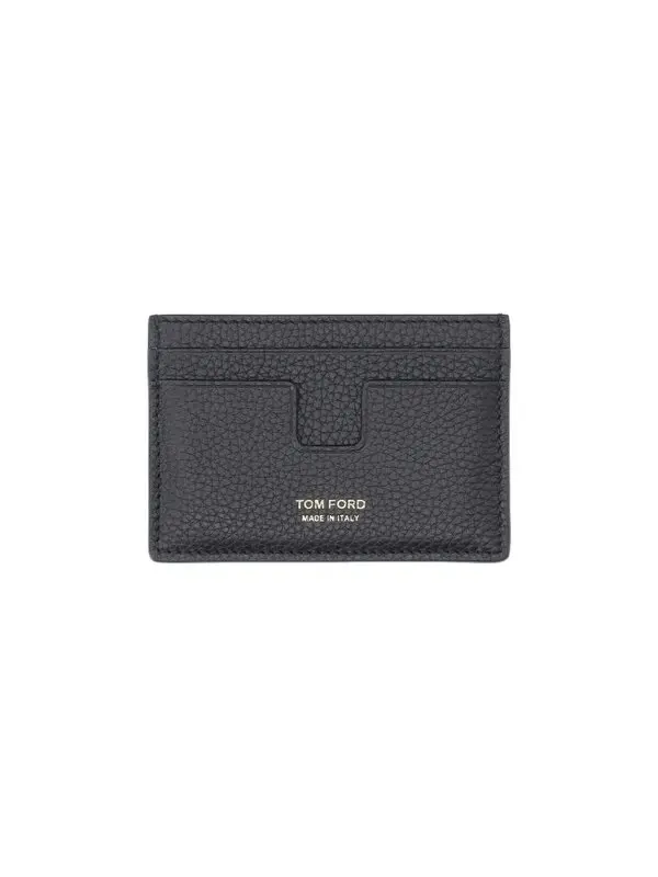 TOM FORD Hammered Leather Card Holder - Black