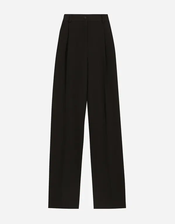 Dolce & Gabbana Flared Wool Gabardine Tuxedo Trousers - Black