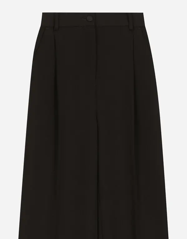 Dolce & Gabbana Flared Wool Gabardine Tuxedo Trousers - Black
