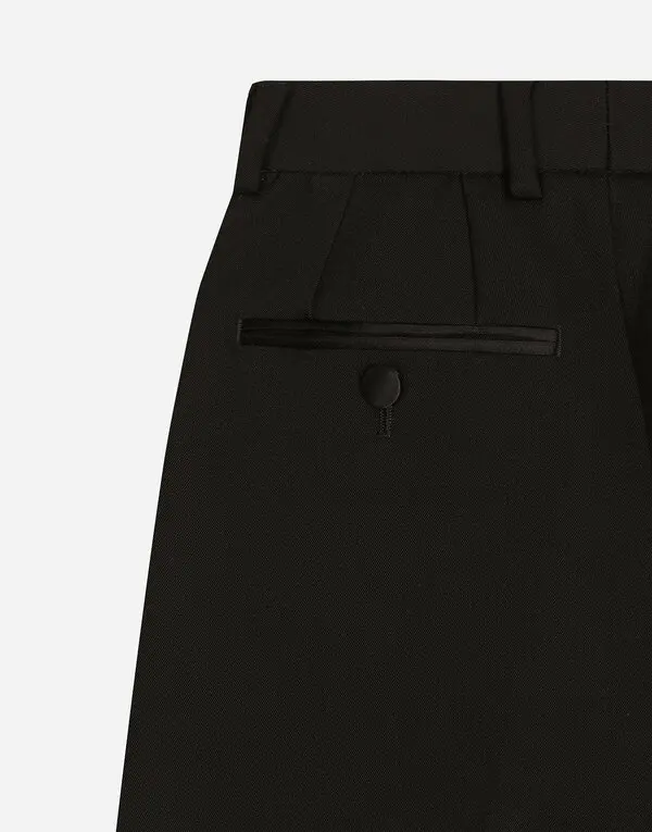 Dolce & Gabbana Flared Wool Gabardine Tuxedo Trousers - Black