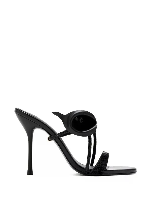 Cult Gaia Camilla Flower Embellished Heeled Sandals - Black