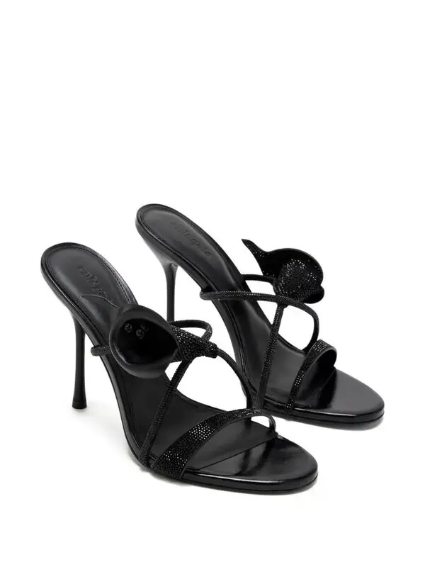 Cult Gaia Camilla Flower Embellished Heeled Sandals - Black