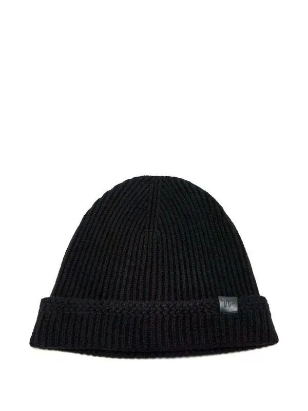 TOM FORD Ribbed Patch Beanie - Black