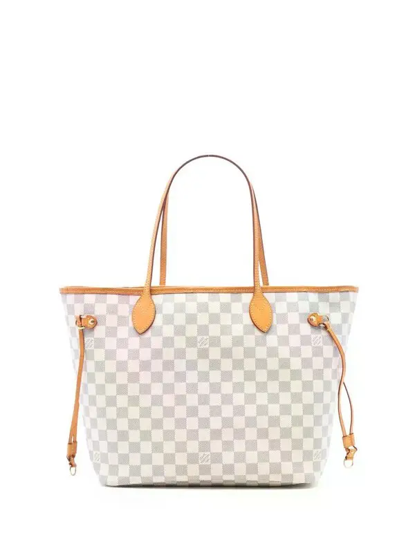 LOUIS VUITTON 2017 Damier Azur Neverfull Mm Tote Bag - White