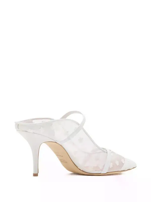 MALONE SOULIERS Floral Appliqué Strap Mules - White