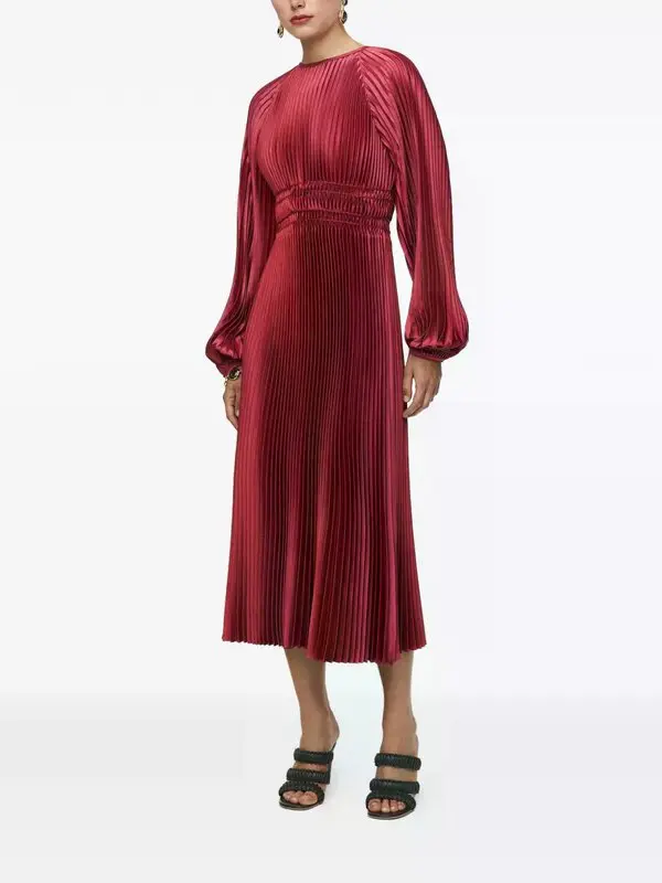 JOSEPH Ortiz Pleated Woven Midi Dress - Red