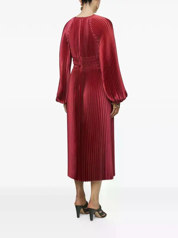 JOSEPH Ortiz Pleated Woven Midi Dress - Red