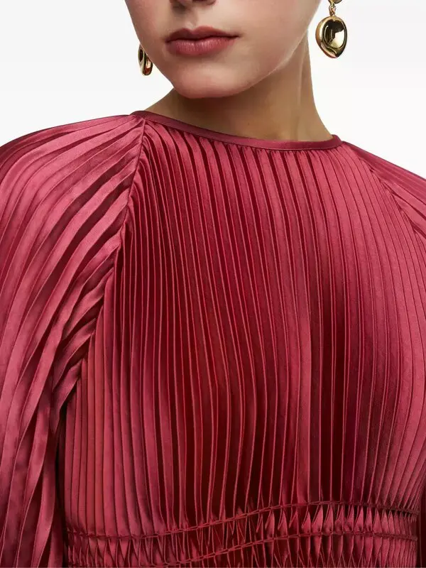 JOSEPH Ortiz Pleated Woven Midi Dress - Red