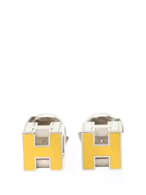 Hermès 2000-2014 Palladium Plated Cage D H Earrings - Silver