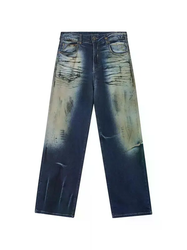 We11Done Faded Denim Straight Leg Trousers