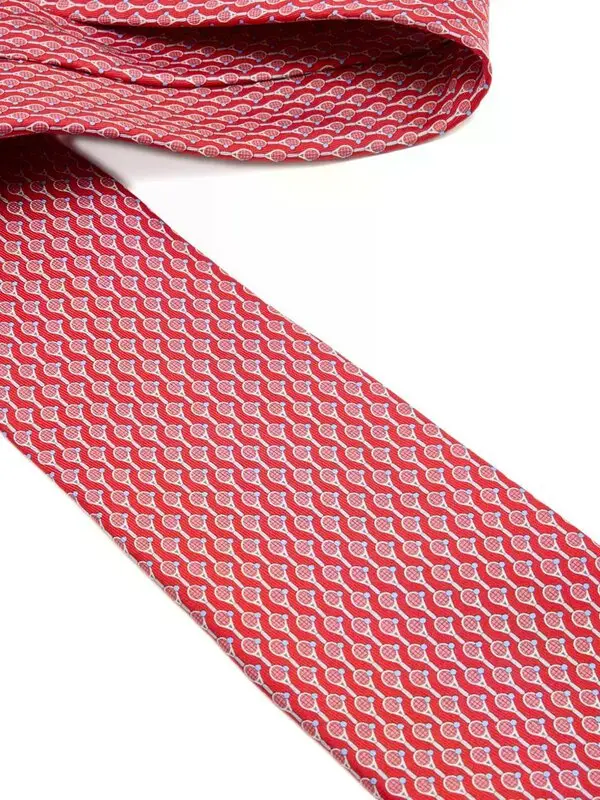 FERRAGAMO Tennis Print Neck Tie - Red