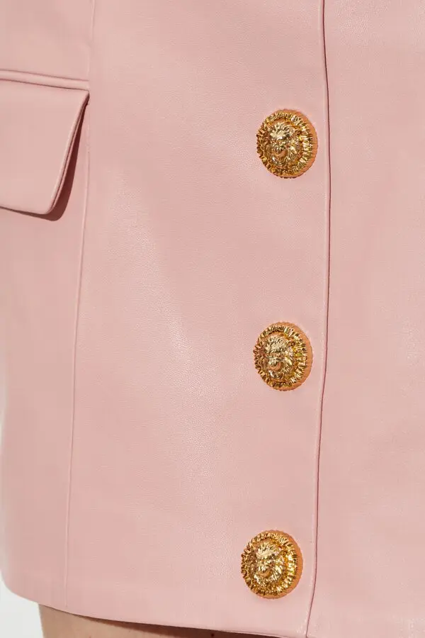 Balmain Mini Leather A-line Skirt