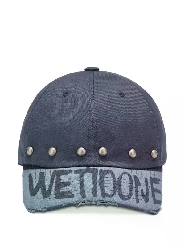 We11Done Studded Distressed Baseball Cap - Grey