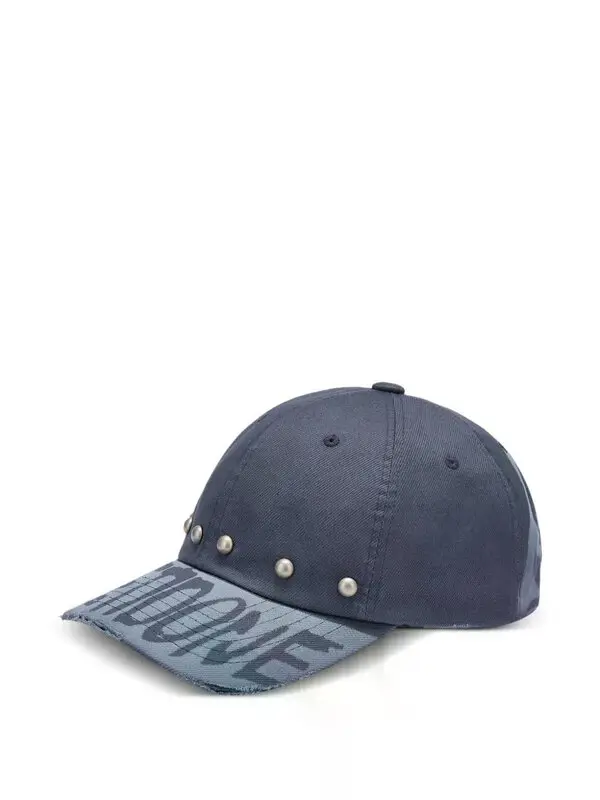 We11Done Studded Distressed Baseball Cap - Grey