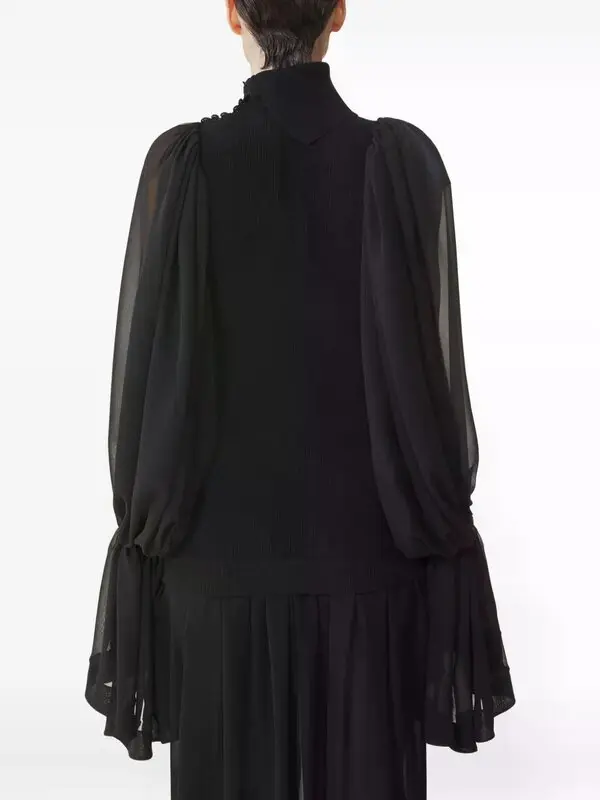 LANVIN Chiffon Sleeve Roll-neck Top