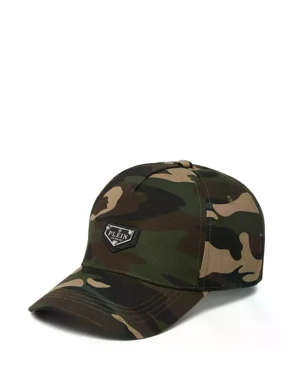 Philipp Plein Camouflage Baseball Cap - Brown