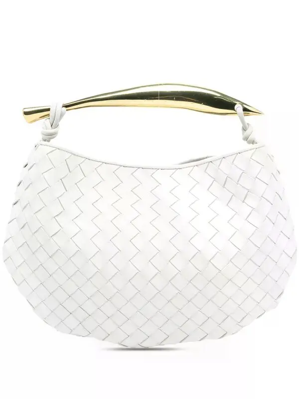 Bottega Veneta Lambskin Intrecciato Sardine Satchel - White