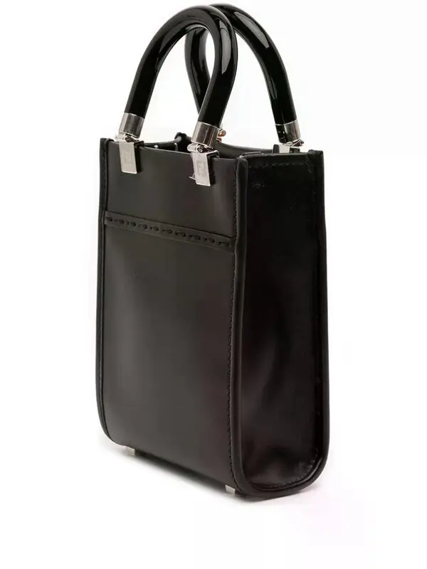 Fendi Leather Mini Sunshine Shopper Tote - Black