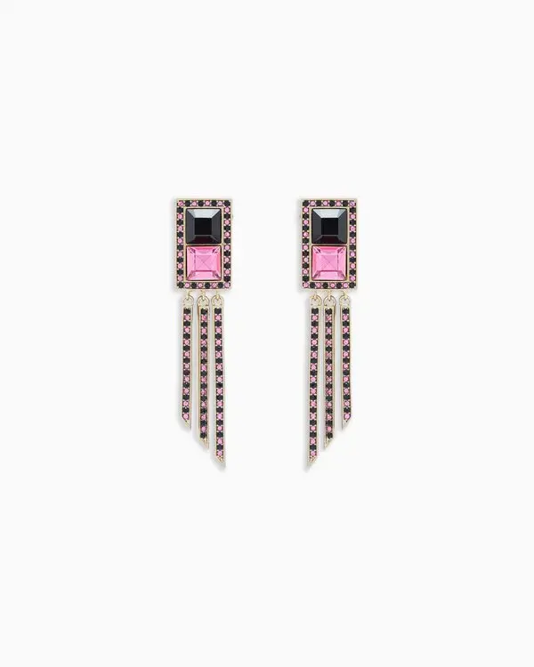 Giorgio Armani Pendant Earrings With Swarovski Crystals - Black
