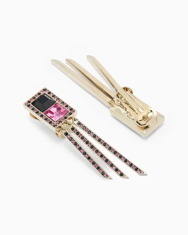 Giorgio Armani Pendant Earrings With Swarovski Crystals - Black