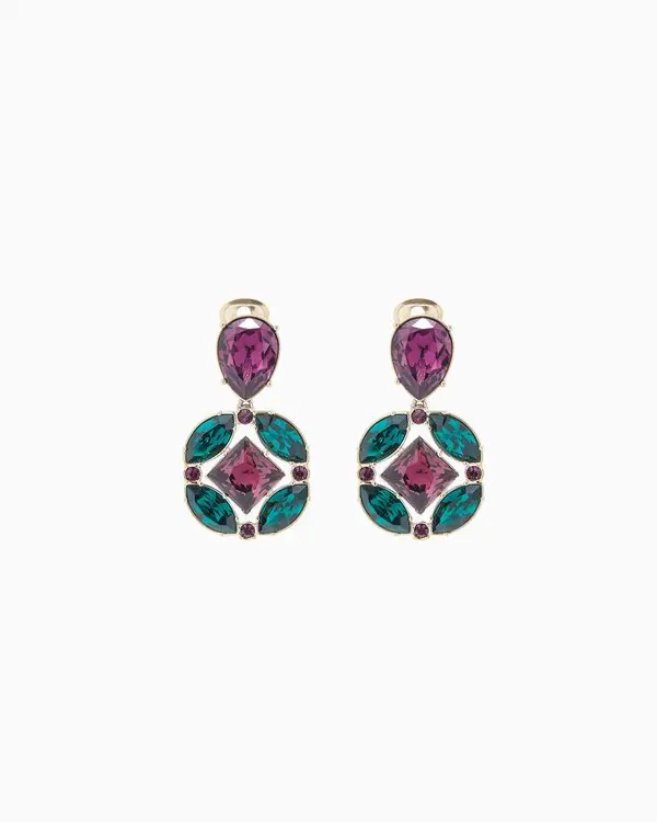 Giorgio Armani Crystal Cascade Clip On Earrings - Green