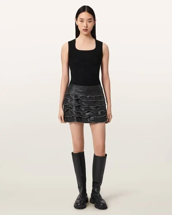 ALLSAINTS Emara Mini Leather Skirt