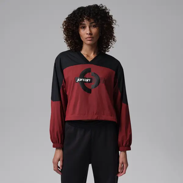JORDAN Brooklyn Woven Long-sleeve Graphic Pullover - Black