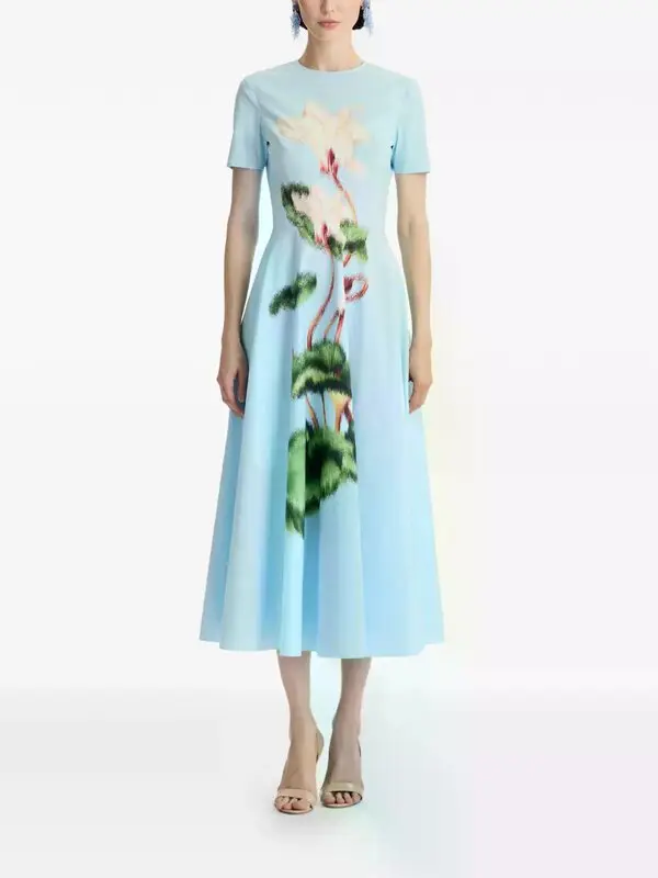 Oscar De La Renta Floral-print Midi Dress