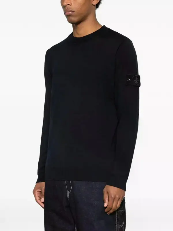 Stone Island Logo-patch Crew-neck Sweater - Blue