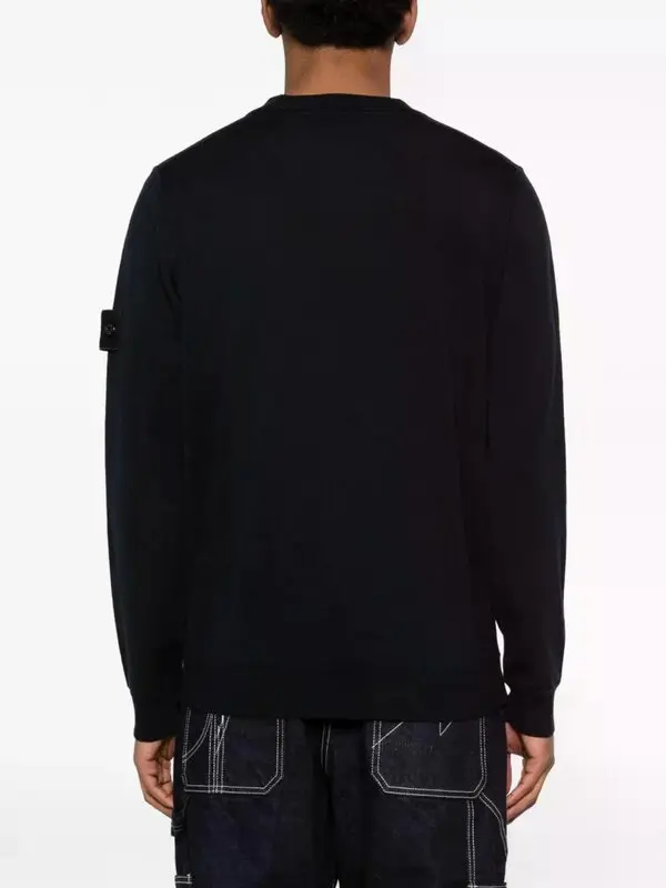 Stone Island Logo-patch Crew-neck Sweater - Blue