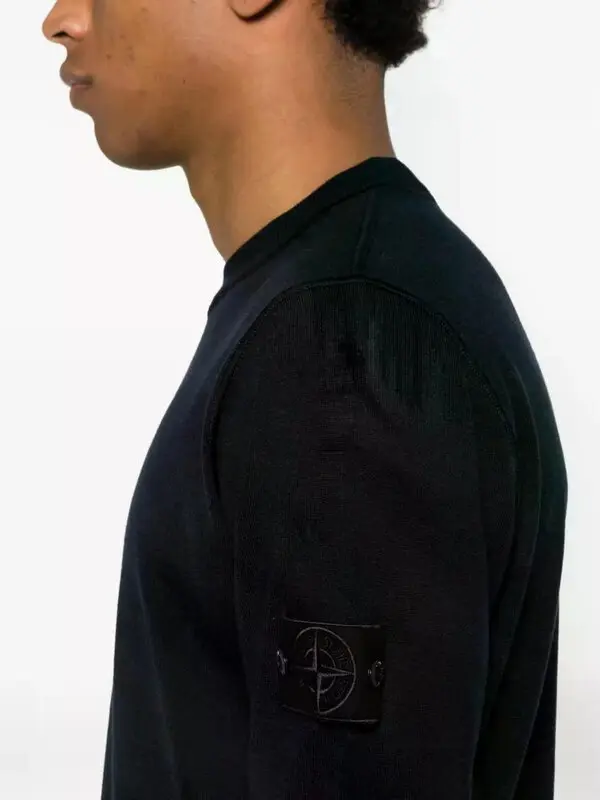 Stone Island Logo-patch Crew-neck Sweater - Blue