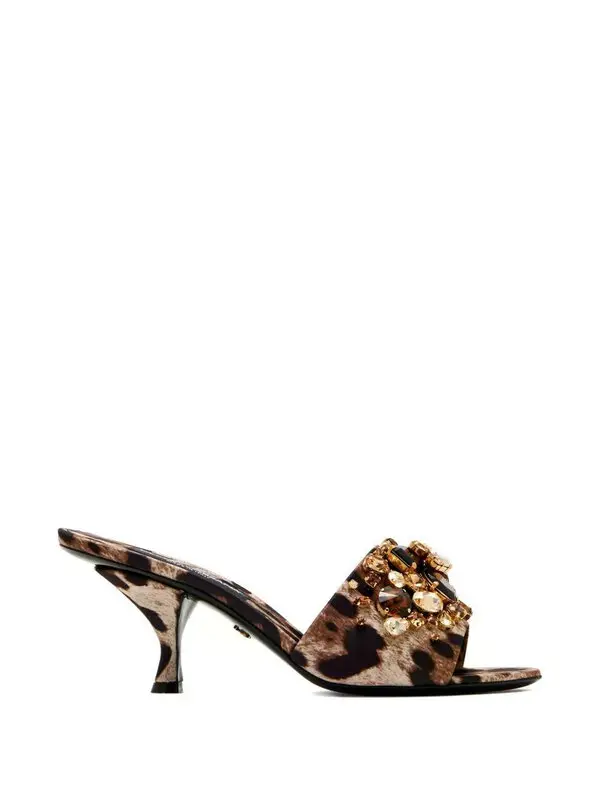 Dolce & Gabbana Leopard Print Jeweled Sandals