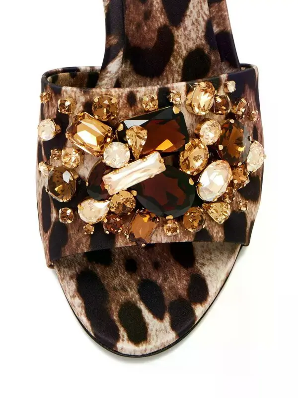 Dolce & Gabbana Leopard Print Jeweled Sandals
