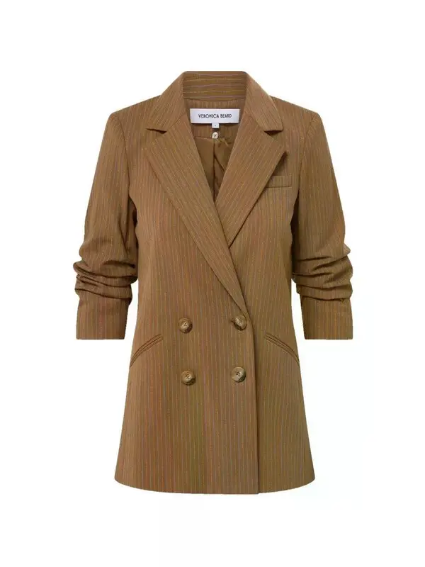 Veronica Beard Rupert Striped Double-breasted Jacket - Brown