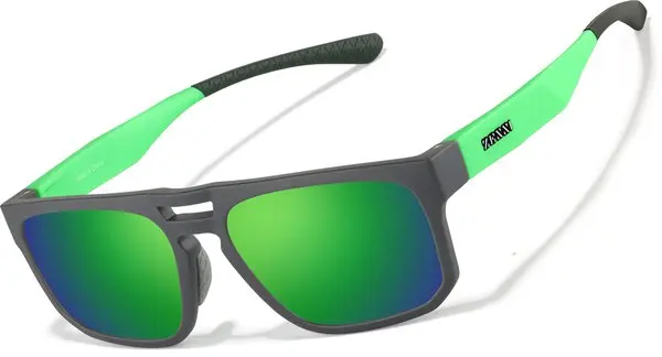 Zenni Sporty Aviator Full Rim Frame - Gray And Neon Green