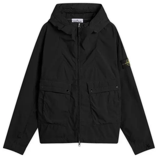 Stone Island Light Compact Touch Poly-tc Hooded Jacket - Black