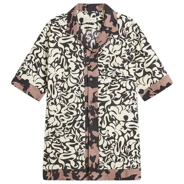 Dries Van Noten Squiggle Border Print Shirt - Black